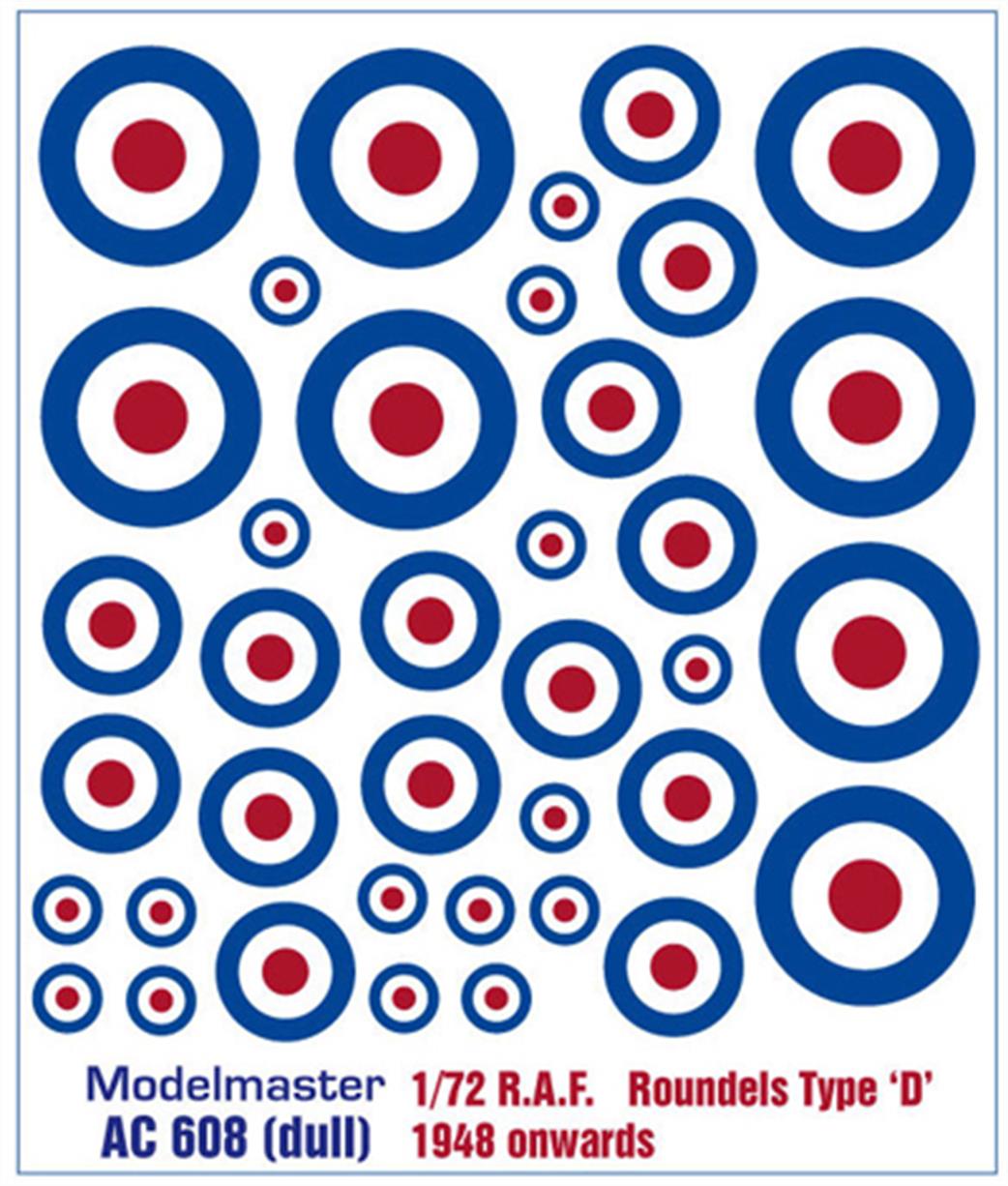 Modelmaster Decals 1/72 AC 608 RAF Roundels Type D 1948 Onwards ...